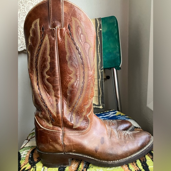 Justin Boots | Shoes | Justin Leather Cowboy Boots Wvibram Soles | Poshmark